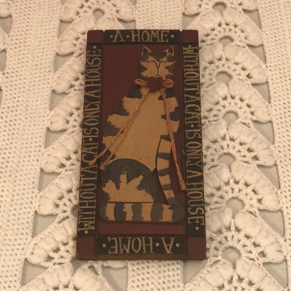 Vintage | Wall Decor | Wooden Cottagecore Kitty Cat Frame Sign A Home ...